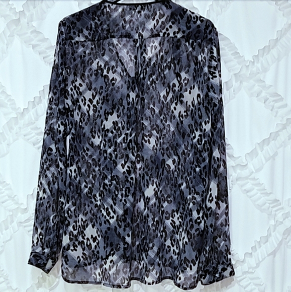 Cabi Tops Cabi 977 Fatale Sheer Plaid Leopard Print Blouse Poshmark
